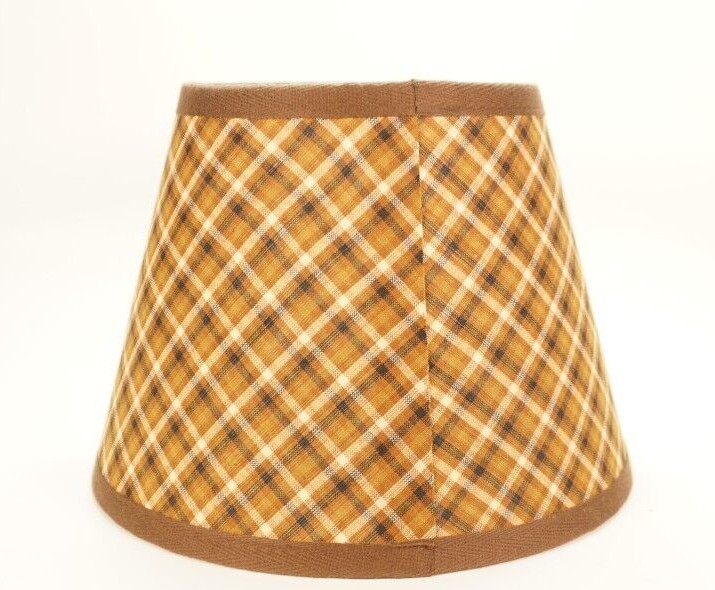 Country Primitive Antique Mustard Brown Homespun Fabric Lampshade Lamp ...