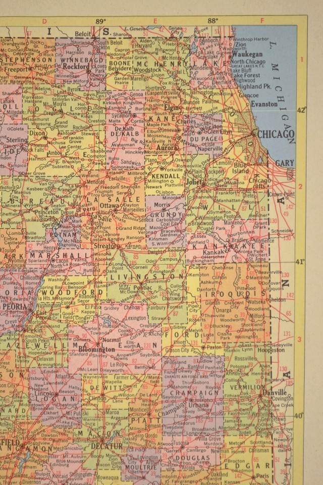 1950s ILLINOIS Railroad Map Illinois Central RR GMO RR Original ...