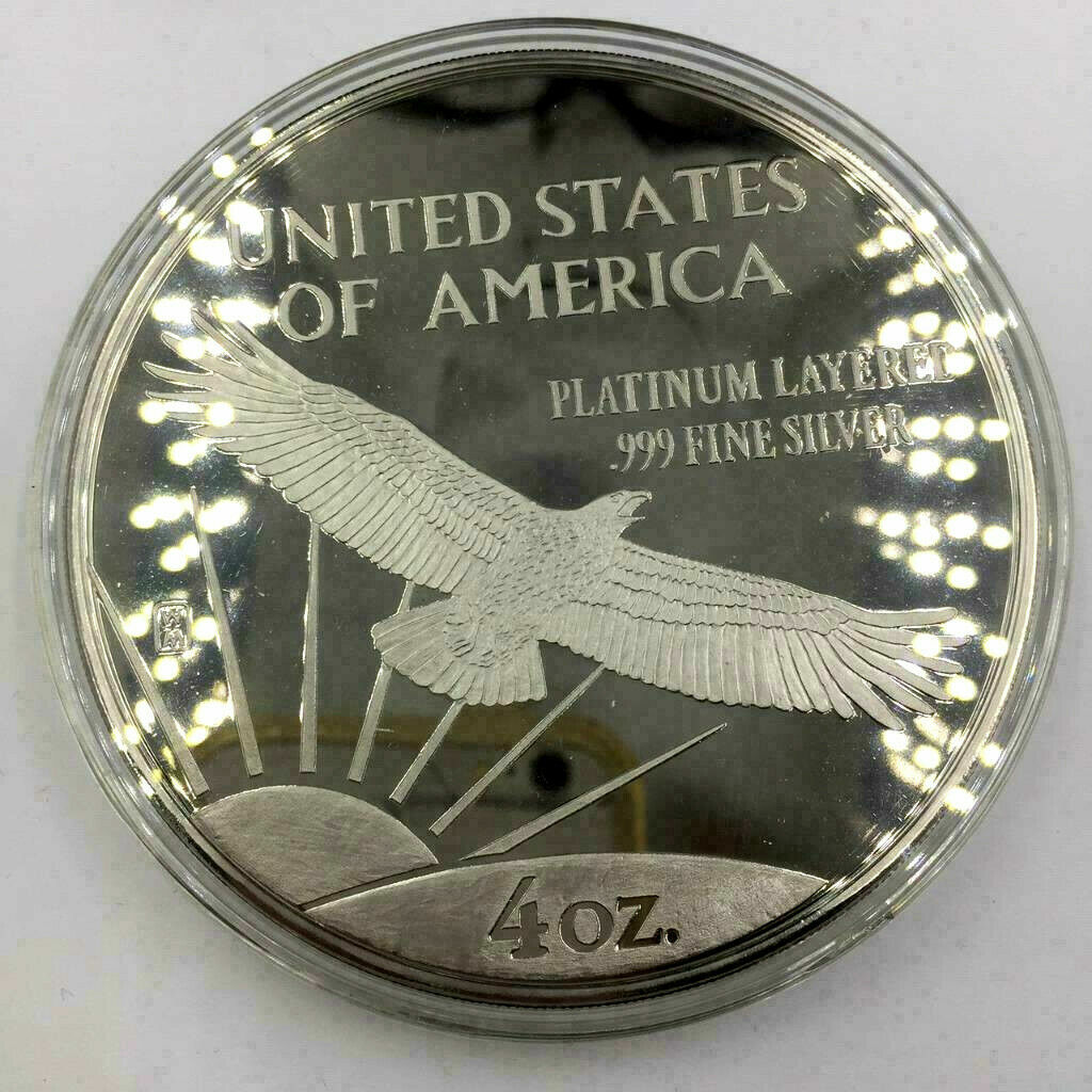 1997 GIANT QUARTER-POUND 4 TROY OZ .999 SILVER EAGLE LAYERED IN ...