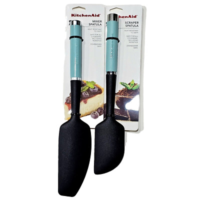 Kitchen Aid Mixer And Scraper Spatula 2 Pack Light Blue Black Heat ...