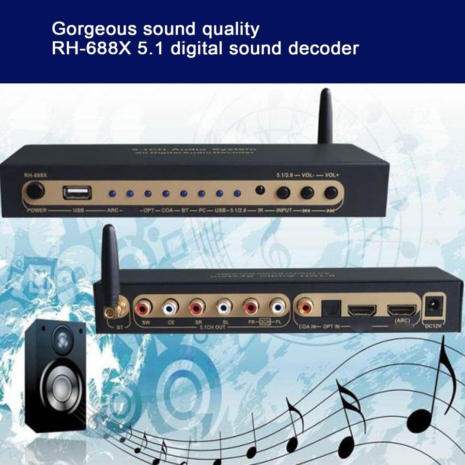 5.1 Channel Surround Sound Decoder, 192Khz 24Bit 4K ARC AC3, DTS, LPCM ...