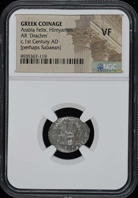 Arabia Felix, Himyarites 1st Century AD GREEK COINAGE AR 'Drachm' NGC ...