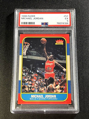 MICHAEL JORDAN 1986 86-87 FLEER #57 ROOKIE CARD RC EXCELLENT PSA 5 ...