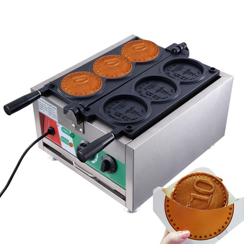Commercial Round Shaped Waffle Maker Nonstick Electric Coin Waffles ...