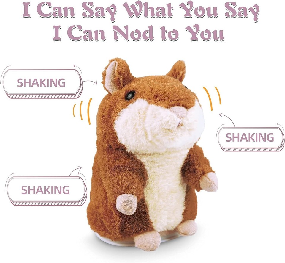 Talking Hamster, Repeats What You Say Plush Animal Toy Electronic ...