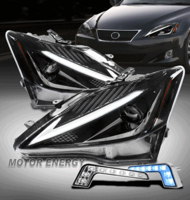 For 06-13 Lexus IS250 IS350 Full LED Projector Black Headlight w/Blue ...