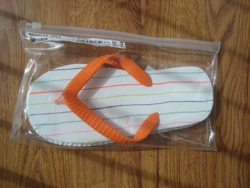 IKEA Flip Flops Beach Sandals Orange Striped Green Pears SOMMAR Size S ...