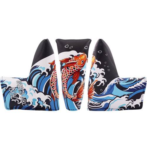 Lucky Koi Fish Leather Magnetic Golf HeadCover Fit Blade Putter Club ...