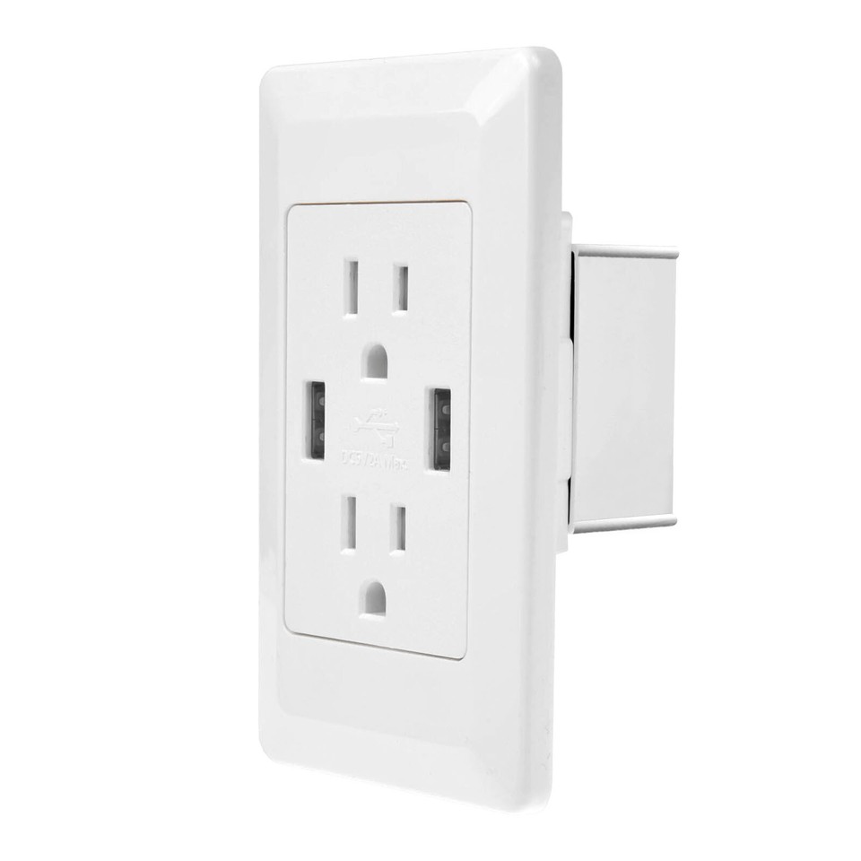 4 Packs Dual USB Port Wall Socket Charger AC Power Receptacle Outlet ...