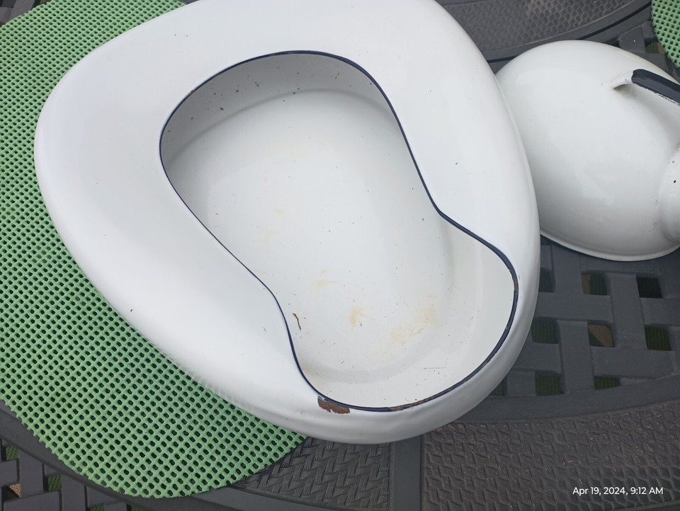 VINTAGE PORCELAIN WHITE ENAMEL BED PAN Male Urinal & Female Urinal | eBay