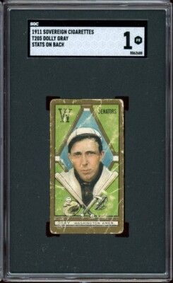 1911 T205 Sovereign Cigarettes Baseball Dolly Gray Stats on Back SGC 1 ...