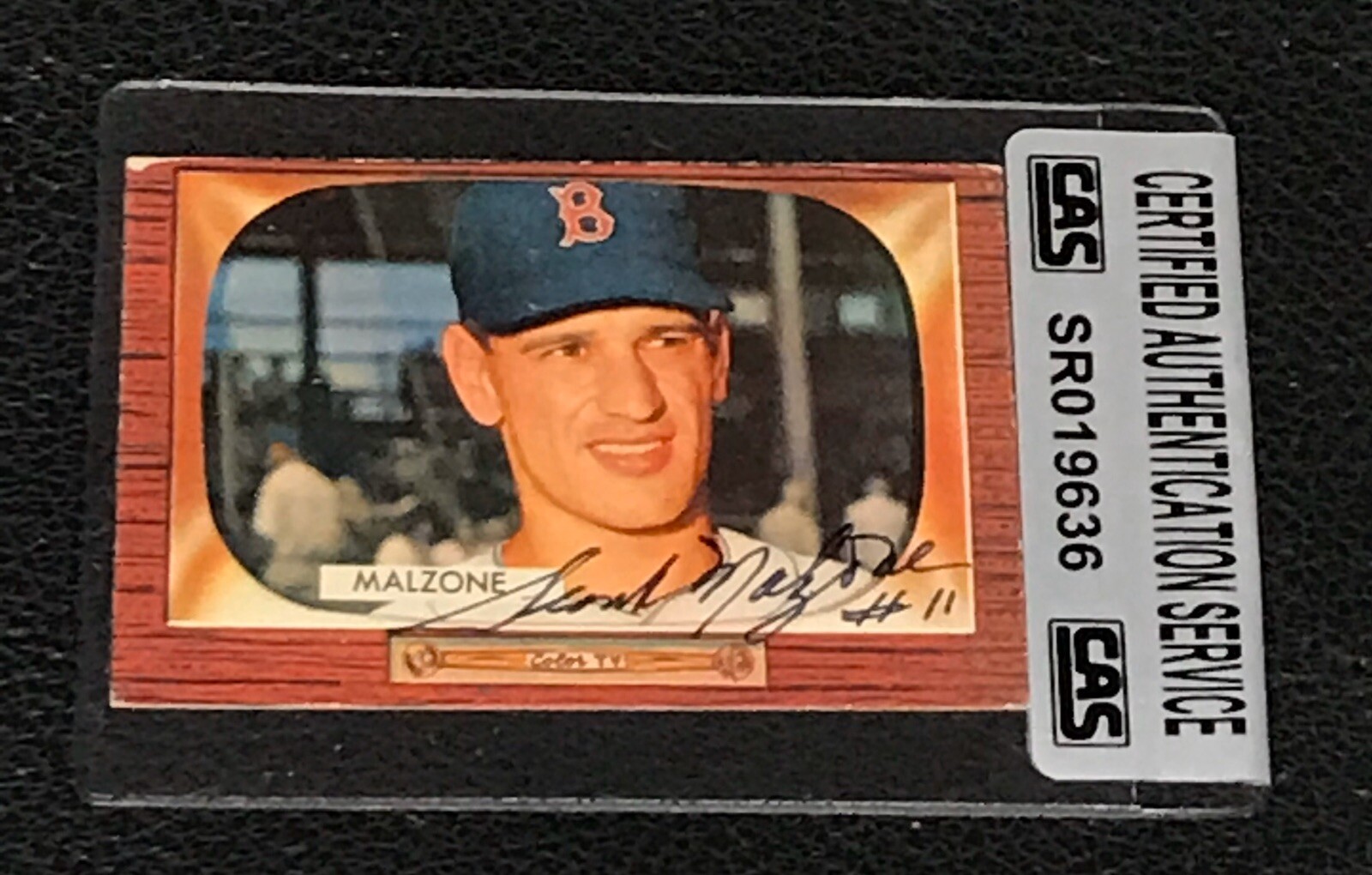 FRANK MALZONE 1955 BOWMAN ROOKIE SIGNED AUTOGRAPHED CARD RED SOX CAS ...