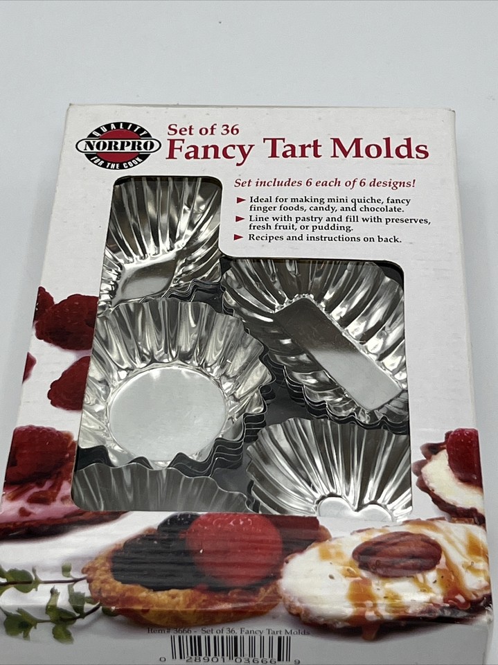 Norpro Fancy Metal Tart Molds 6 Shapes for Quiche Fruit Candies Set of ...