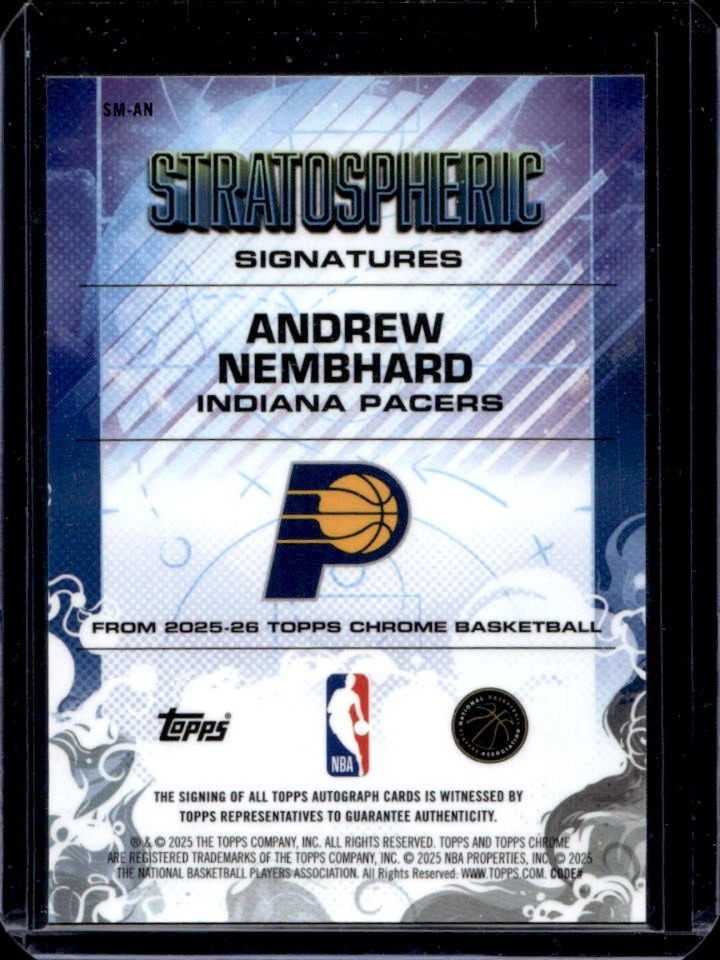 2025-26 Topps Chrome Andrew Nembhard Stratospheric Signature Auto #SM ...