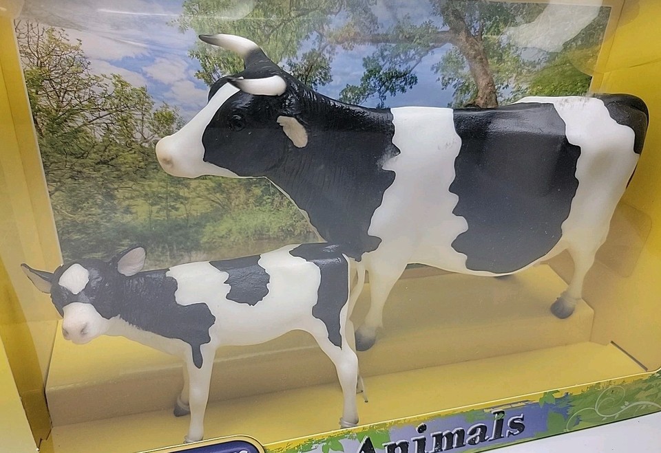 Breyer Animals Cow & Calf Family Holstein Figurine Black White 2015 ...