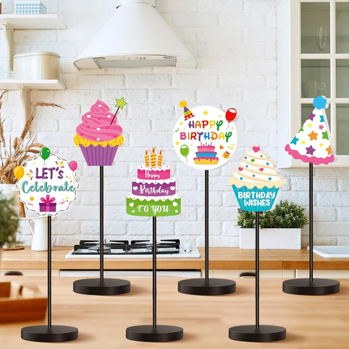 6 Pcs Colorful Birthday Party Decoration Happy Birthday Table Standing ...
