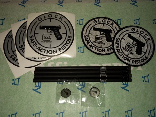 SPORT ~ Glock Promo Pack 12pcs PATCHS STICKERS PINS PENCILS ALL IN ...