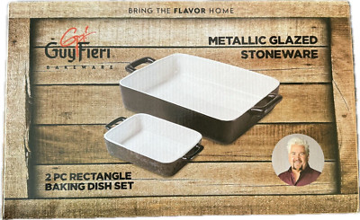 Guy Fieri Metallic Glazed Stoneware Bakeware 2 Pc Rectangle Baking Dish ...