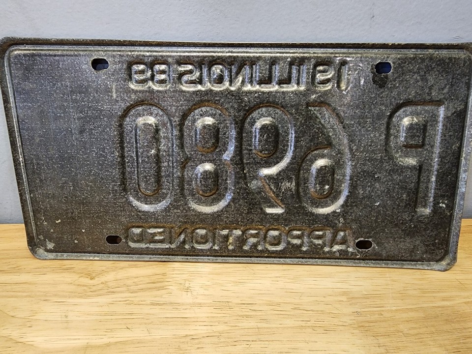 Vintage 1989 ILLINOIS Car or Truck Apportioned License Plate P6980 Blue ...