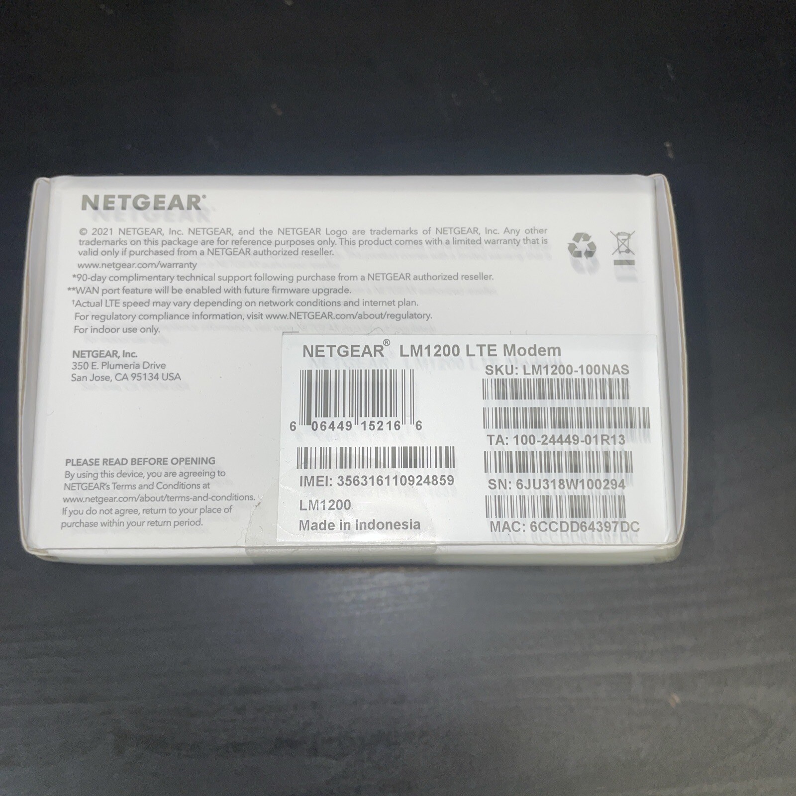 Netgear LM1200 4G LTE Broadband Modem - White for sale online | eBay