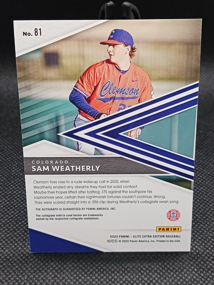 2020 Panini Elite Extra Edition Autograph - Sam Weatherly #81 Colorado ...