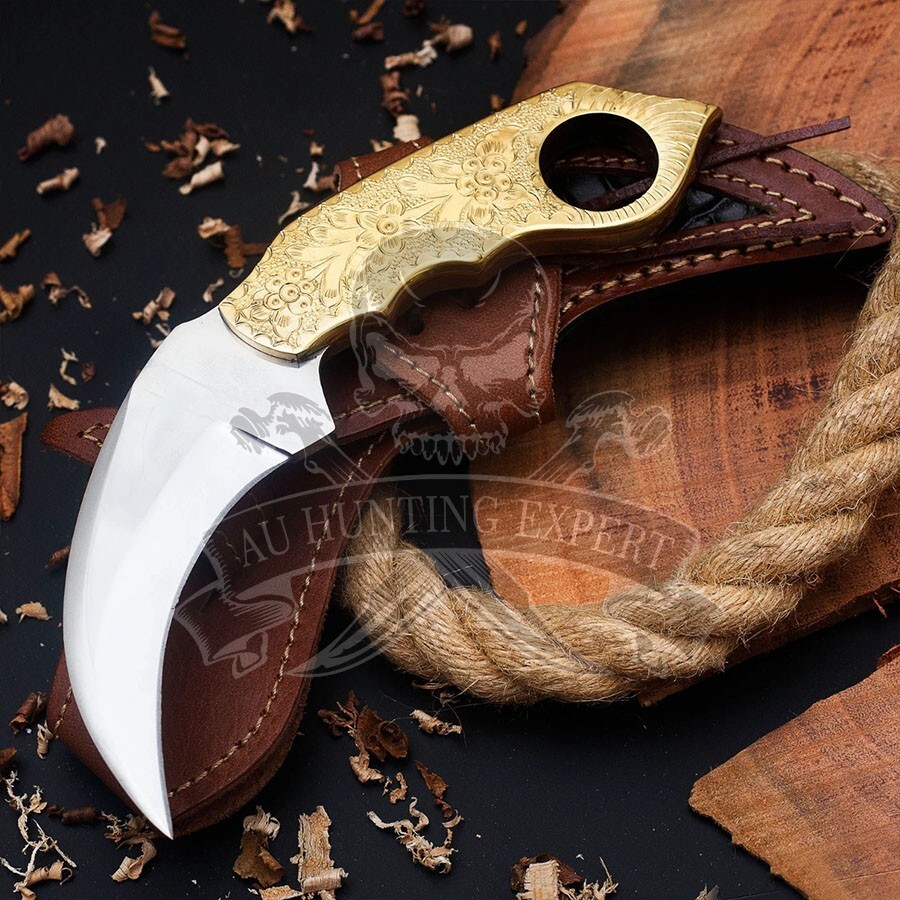 HUNTEX Custom Hand-Forged Damascus Steel 210 mm Long Karambit Blank ...