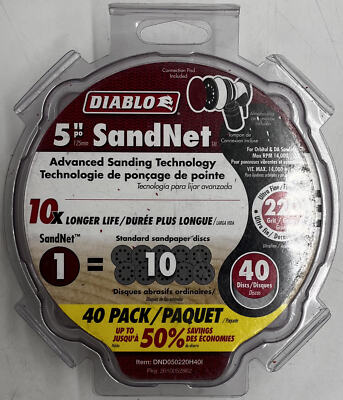 Diablo DND050220H40I 5" 220 Grit 40 Pack Sanding Discs | eBay