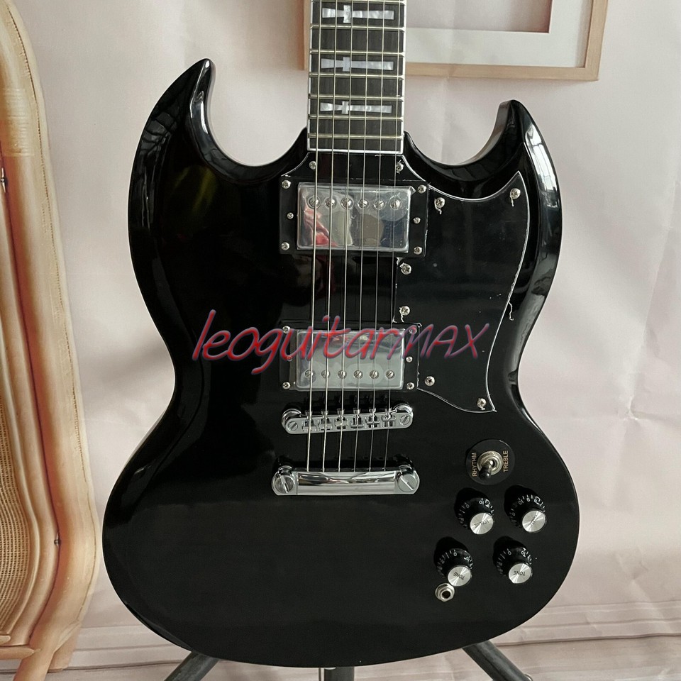 Solid SG Black Electric Guitar Toni Iommi Black Fretboard HH Pickups ...