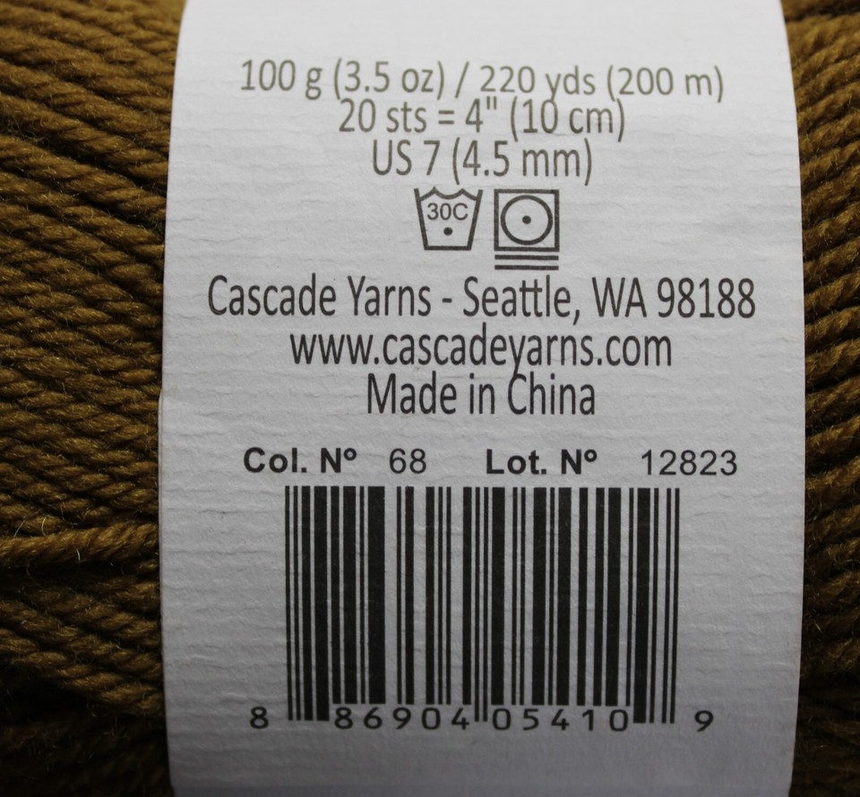Cascade Farms Yarn 220 Superwash Merino Wool Col 68 Olive 100g 220yd | eBay