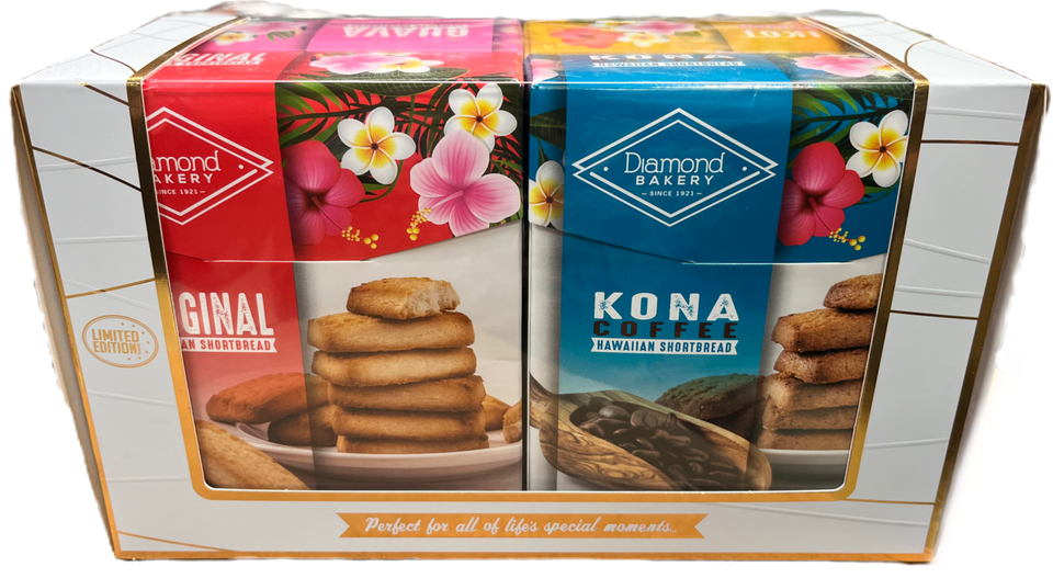 Diamond Bakery Hawaii Shortbread 4 Pack (Original, Lilikoi, Guava, Kona ...