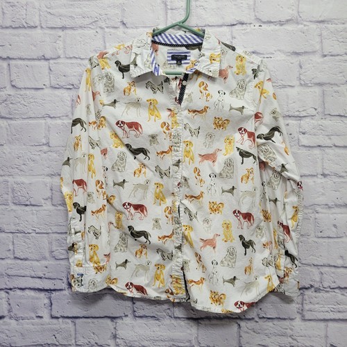 Talbots Dog Days Button Shirt Size MP 100% Cotton Mixed Pup Breed All ...