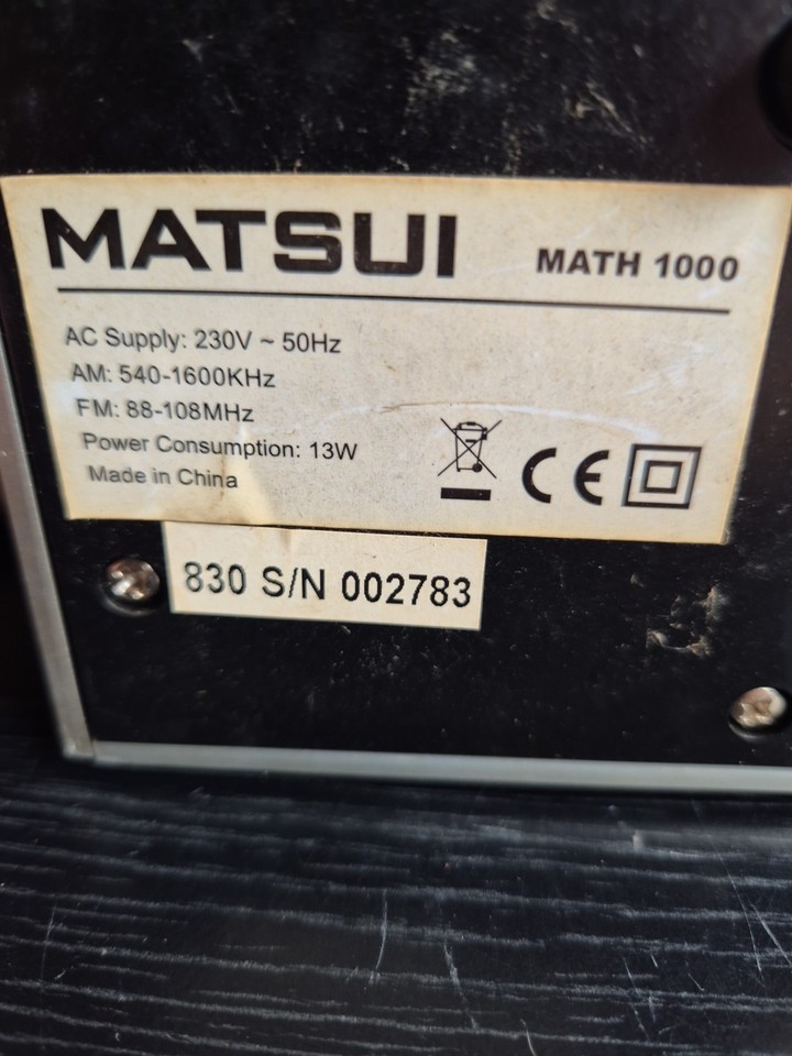 MATSUI MDH100 DVD STEREO MICRO SYSTEM & SPEAKERS Dark Grey Radio CD ...