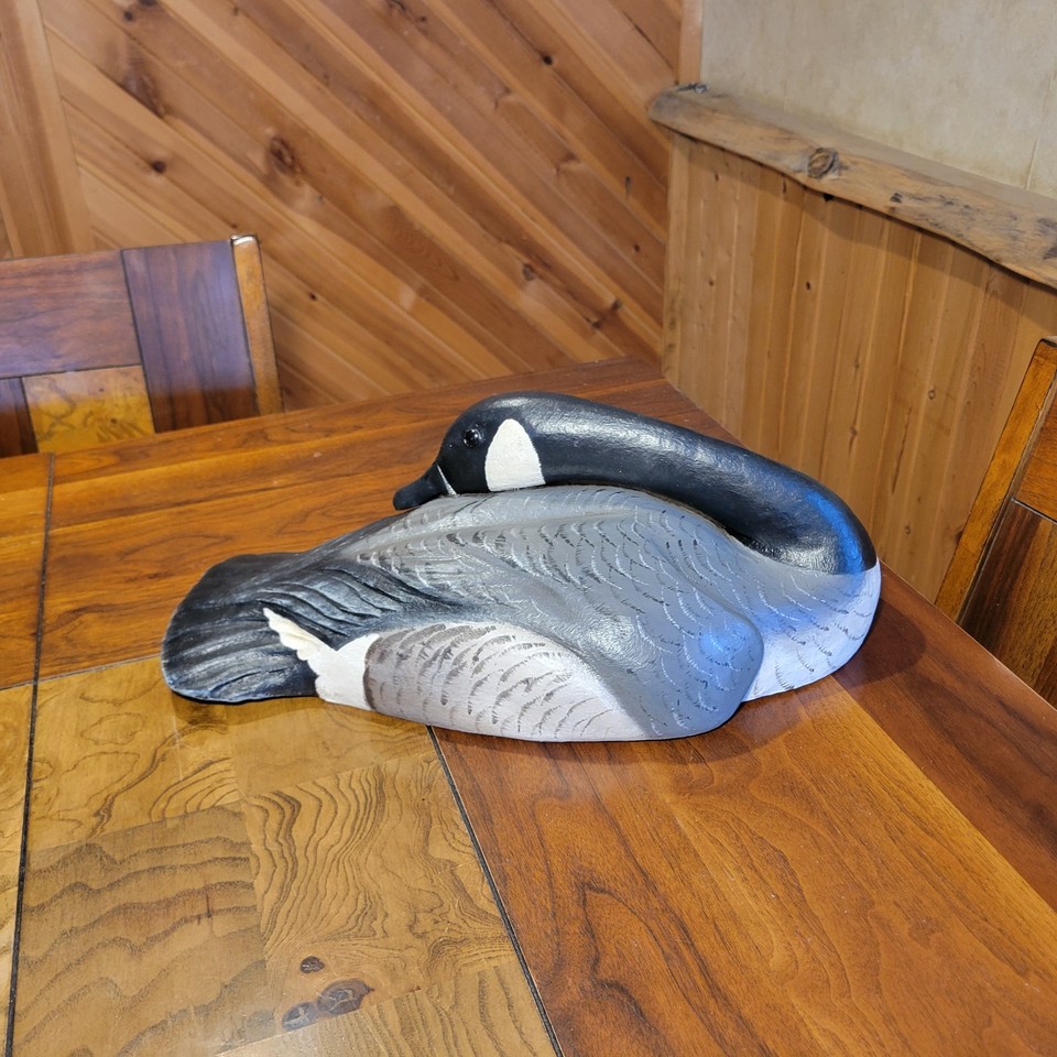 Casey Edwards Wood Carving Goose Decoy Preening Hollow Decoy Vintage ...