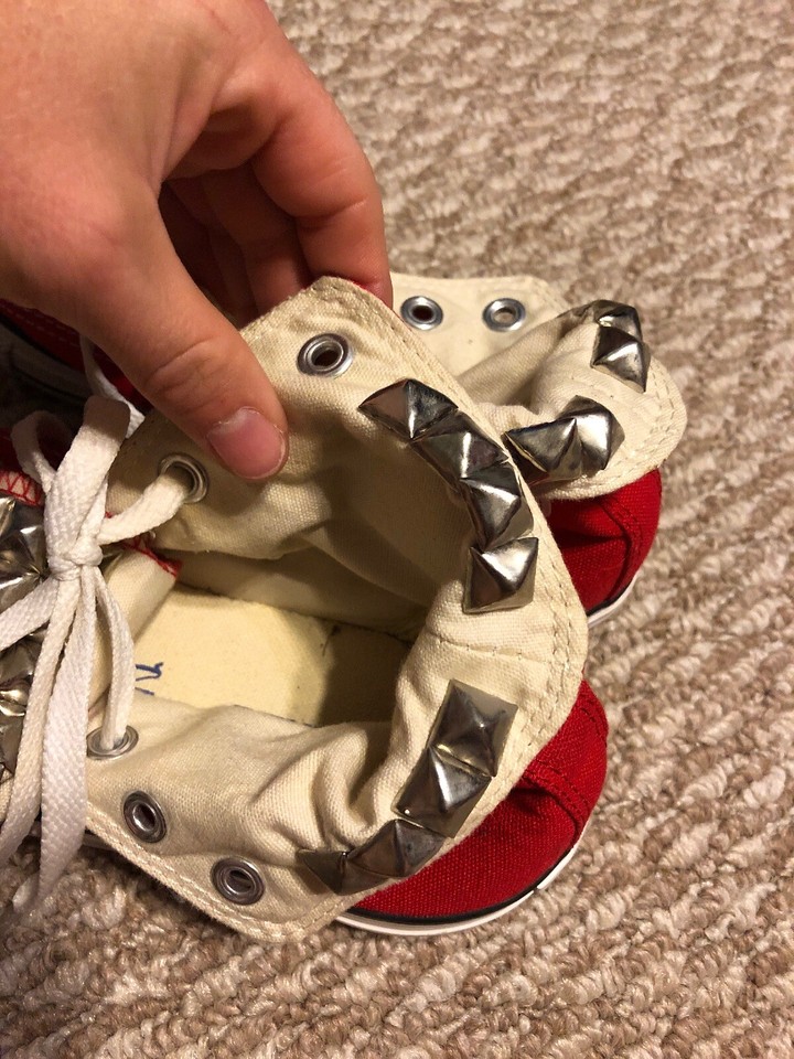 Authentic Pyramid Studs Converse All Star Red Chuck Taylor Hi High Top ...