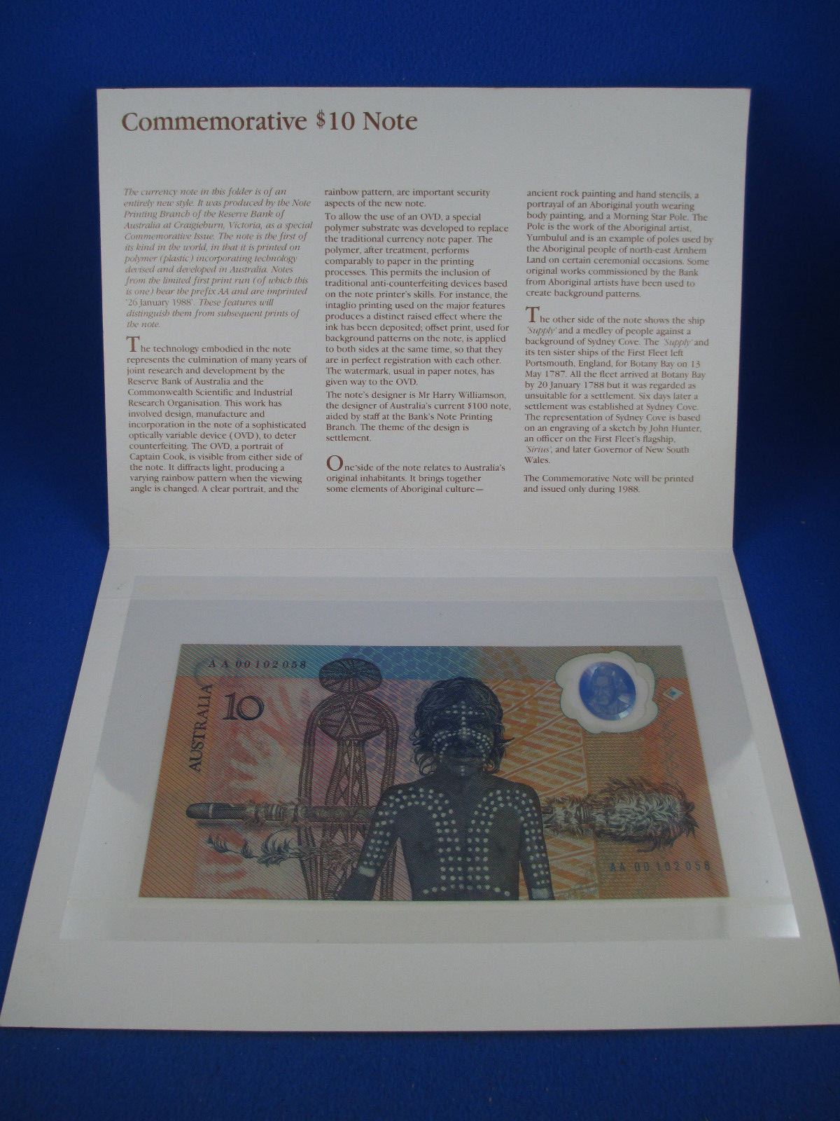 1988 First Polymer Commemorative $10 Note in Folder Prefix AA 00- Rare ...