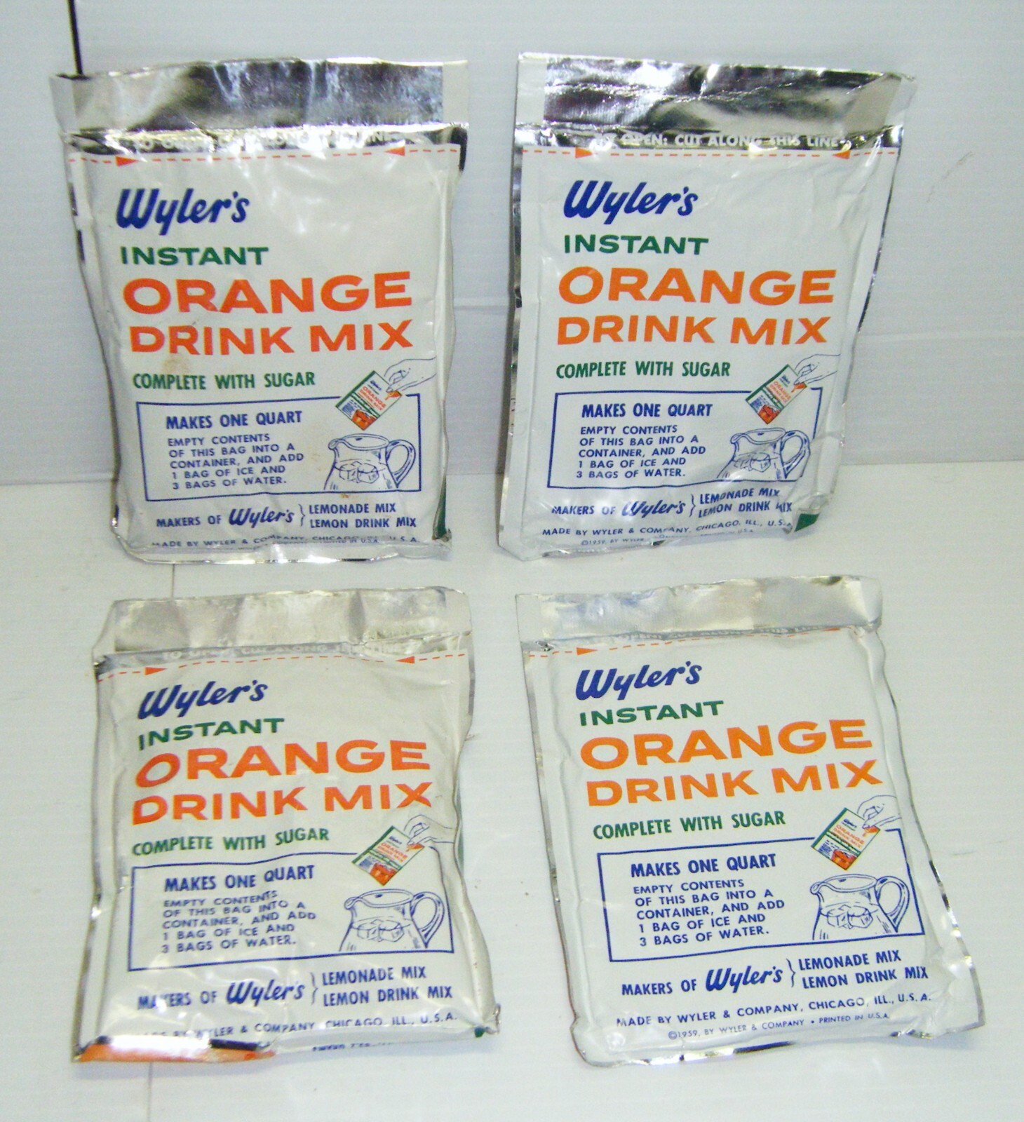 4 Vintage Rare Wyler's Instant Orange Drink Mix Packets 1959 | eBay