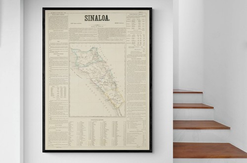 1858 Map of Sinaloa Mexico Mexican History Decor Poster Print | eBay