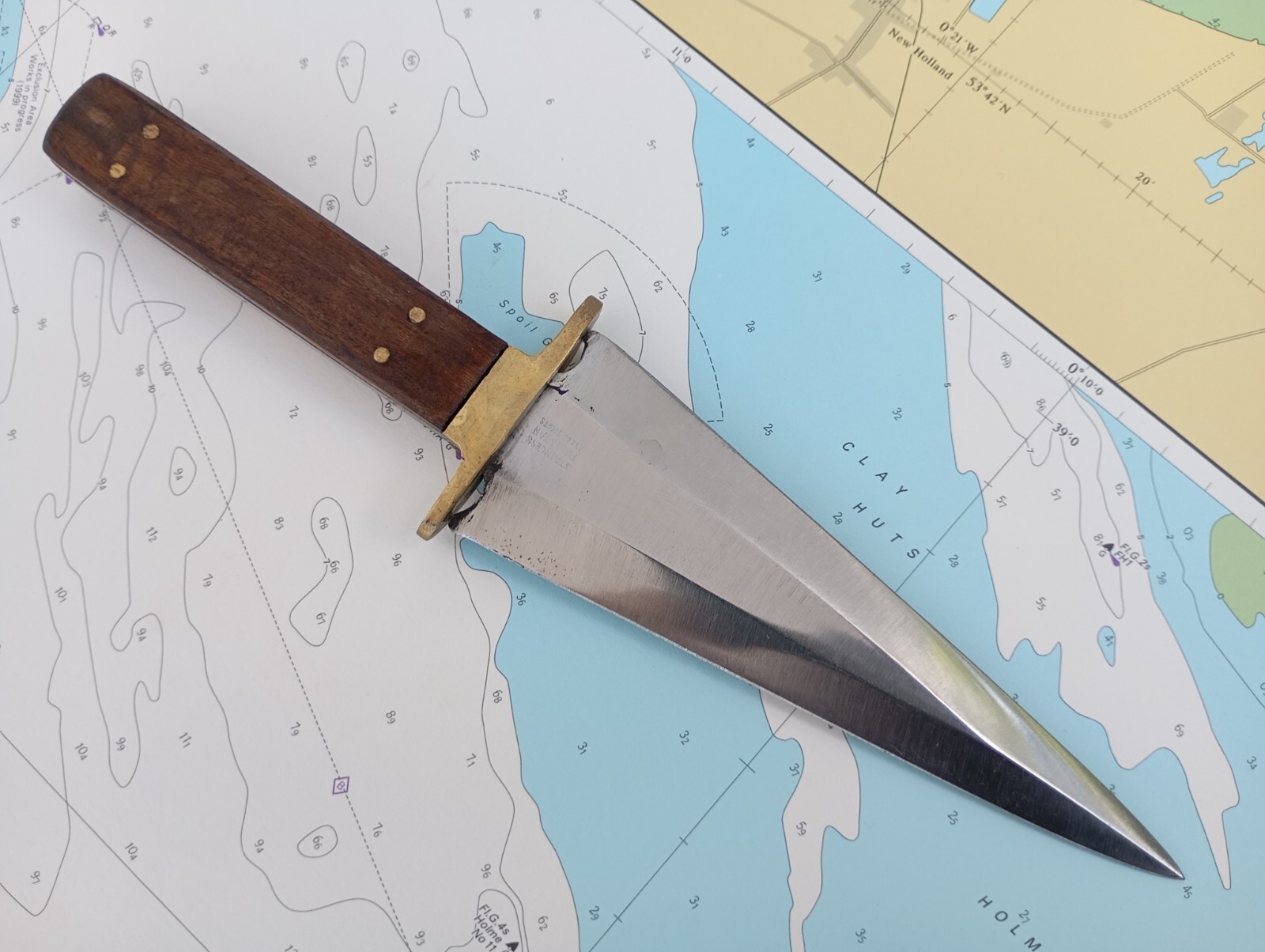 STAINLESS SPIKE DAGGER PAKISTAN ATLAS SPORTS KNIFE WOOD & BRASS HANDLE ...