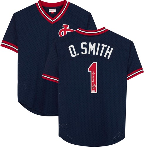 Ozzie Smith Cardinals Signed Navy Mitchell & Ness Jersey w/"The Wizard ...