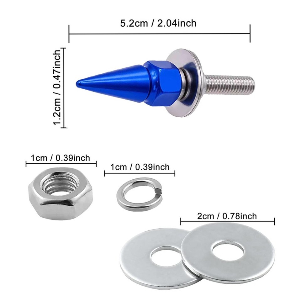 4-PACK Aluminum Spike Bullet License Plate Frame Tag Bolts Screws ...
