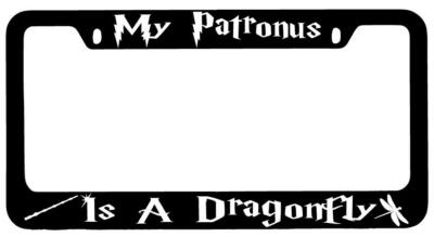 My Patronus Is A Dragonfly Black METAL License Plate Frame Auto Harry ...