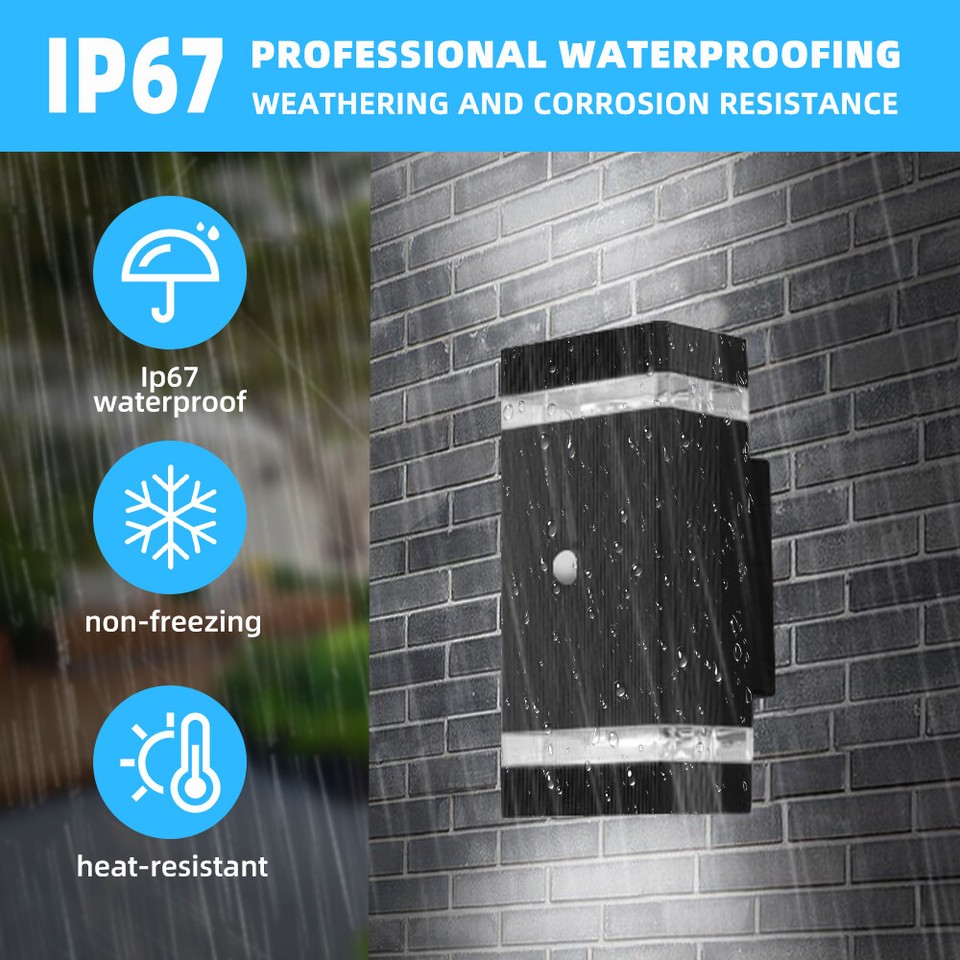 Up & Down Outdoor Wall Security Light Outside IP67 Sconce with PIR ...