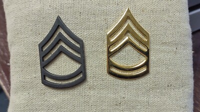 Lot: US Army SFC Sergeant First Class E-7 Rank Chevron Pins - 1 Black ...