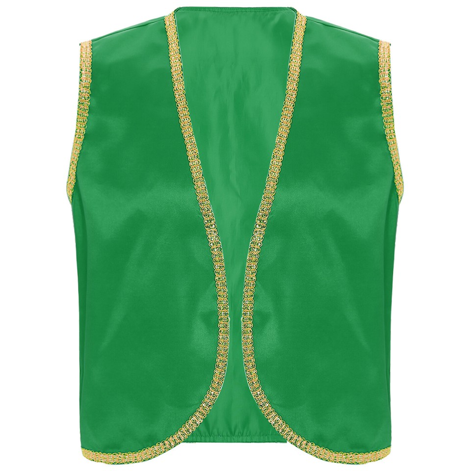 Men's Arabian Prince Costume Set Open Front Waistcoat with Pants ...