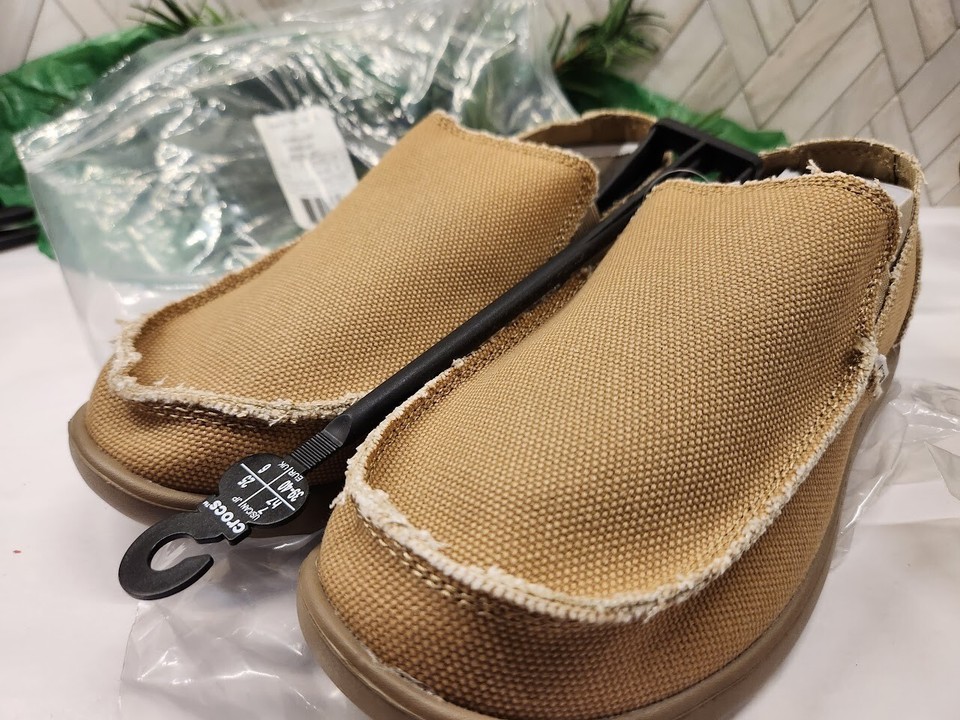 Crocs Men's Size 7 Santa Cruz Loafer Slip on 10128-261 Canvas Khaki NEW ...