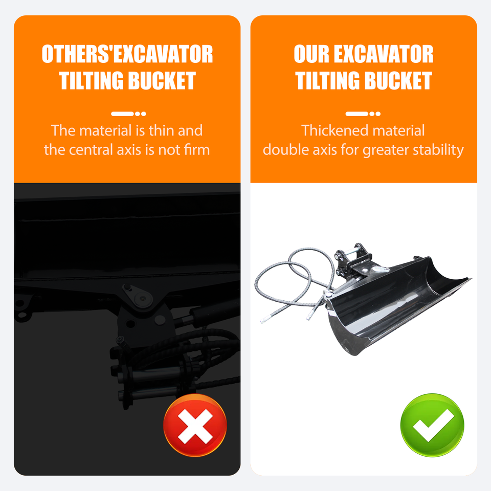 31.5in Tilting Bucket with Pins Hoses for Mini Excavator 800mm Tilting ...