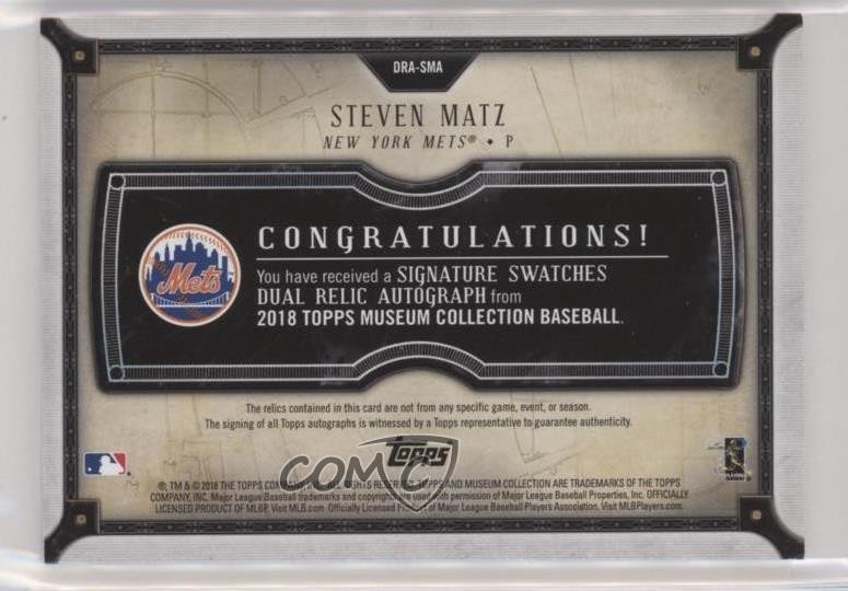 2018 Museum Collection Signature Swatches Dual Relic /299 Steven Matz ...