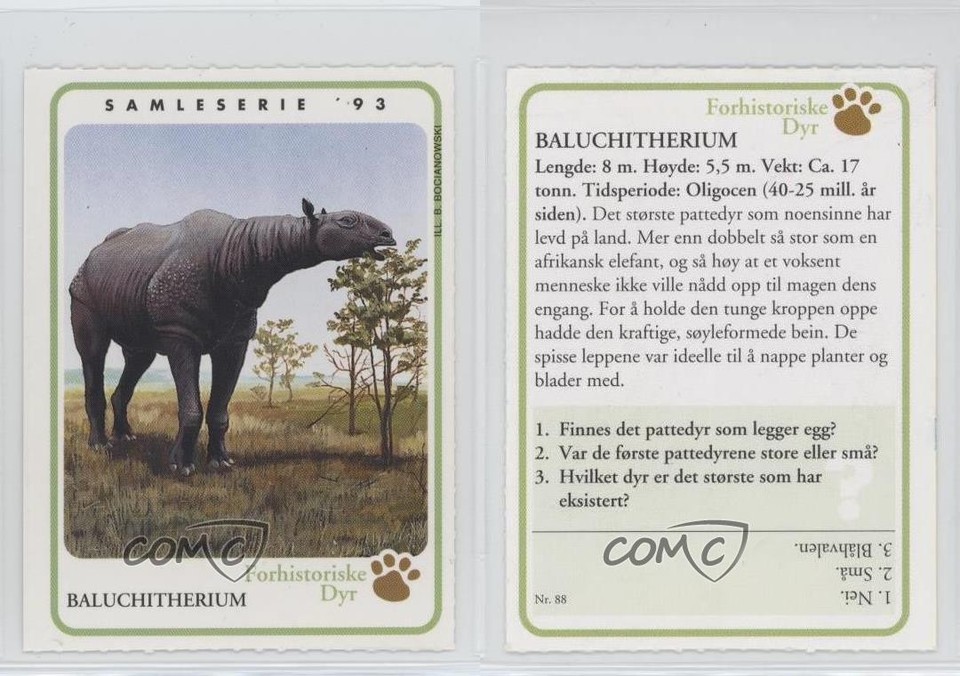 1993 Donald Duck & Co Samleserie '93 Prehistoric Animals Baluchitherium ...