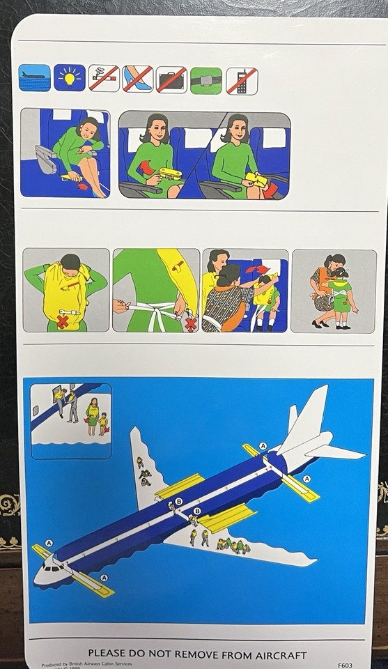 British Airways Airlines Safety Card - Airbus 319 rev F603 1999 | eBay