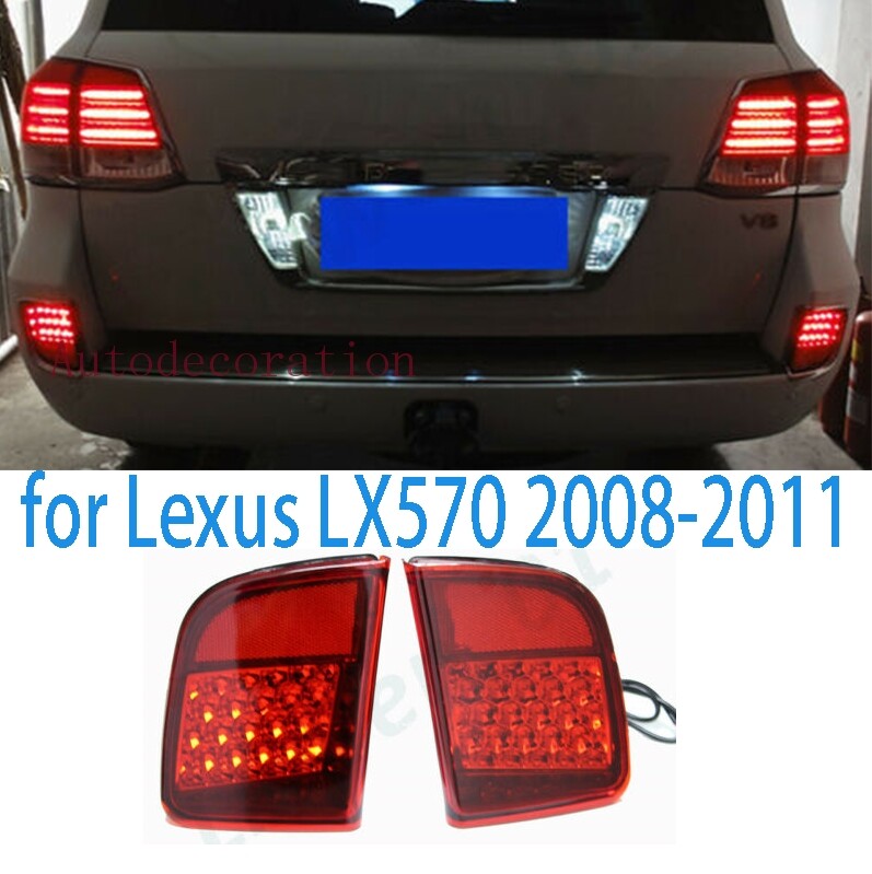 2PCS LED L&R Rear Bumper Light Assembly Red Refit for Lexus LX570 2008 ...